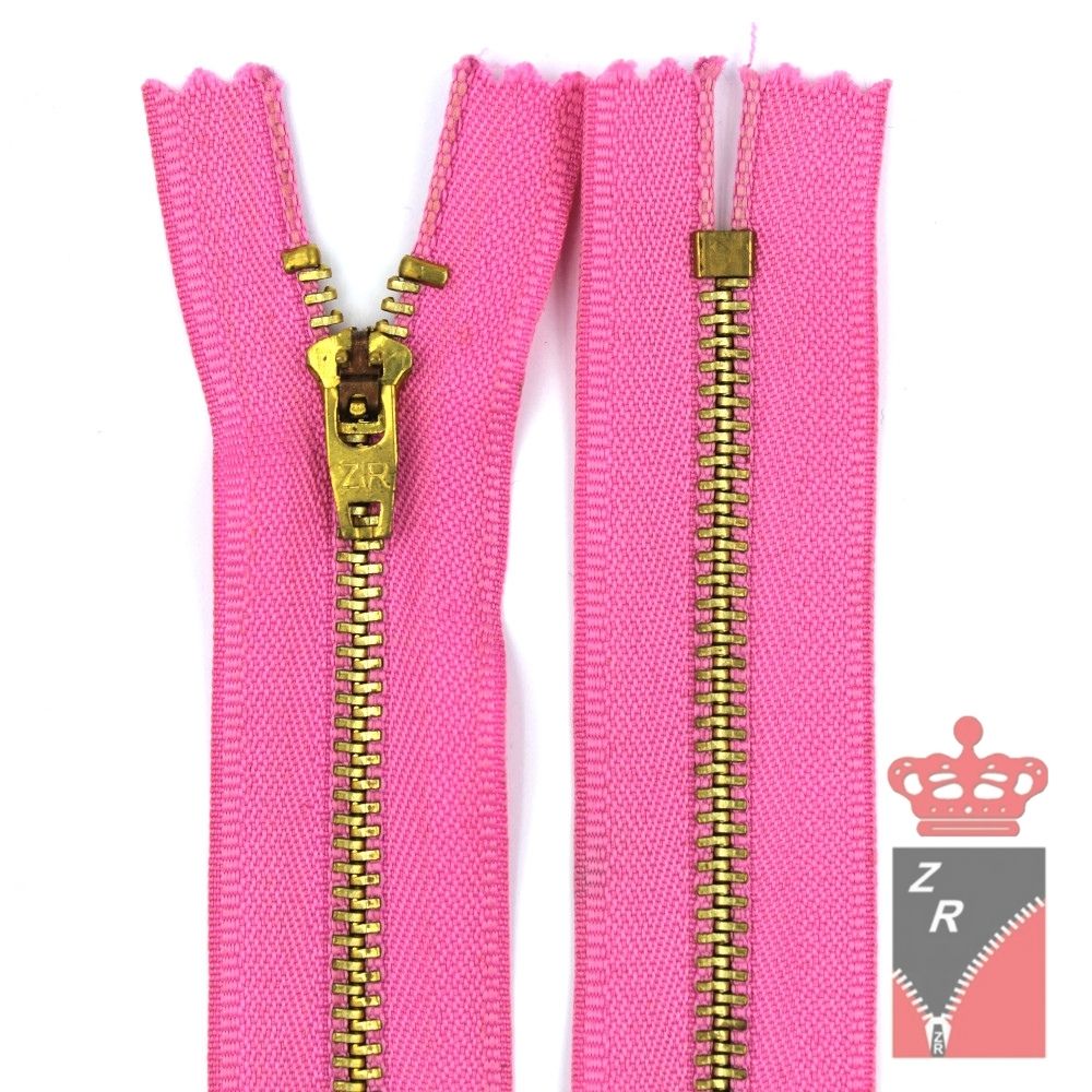 Zíper Metal Médio Dourado Fixo – 18 cm c/ 10 Unid.